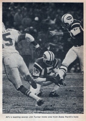 1970 NFL New York Jets Jim Turner Kicker Babe Parilli Photo Page Panel ...