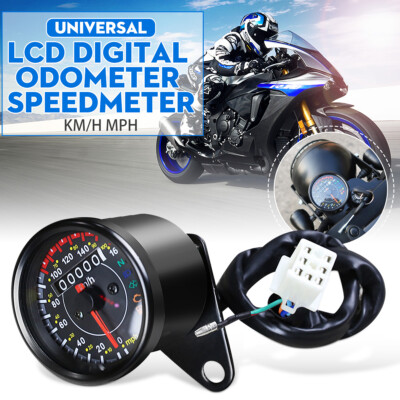 12V LCD Universal Motorcycle Speedometer Odometer KMH MPH Indicator ...