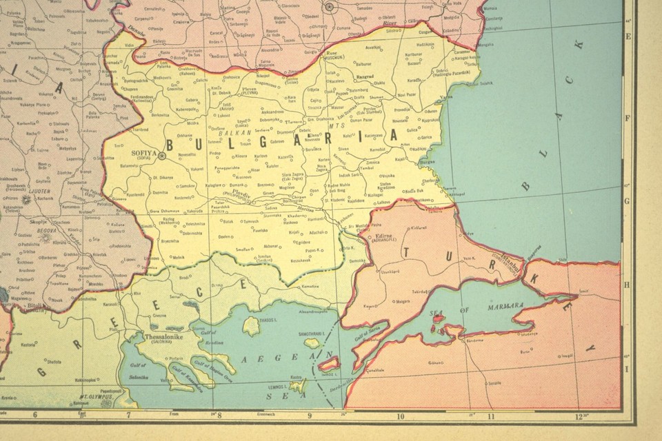Post WWII Central Europe Map Yugoslavia Romania Bulgaria Hungary ...