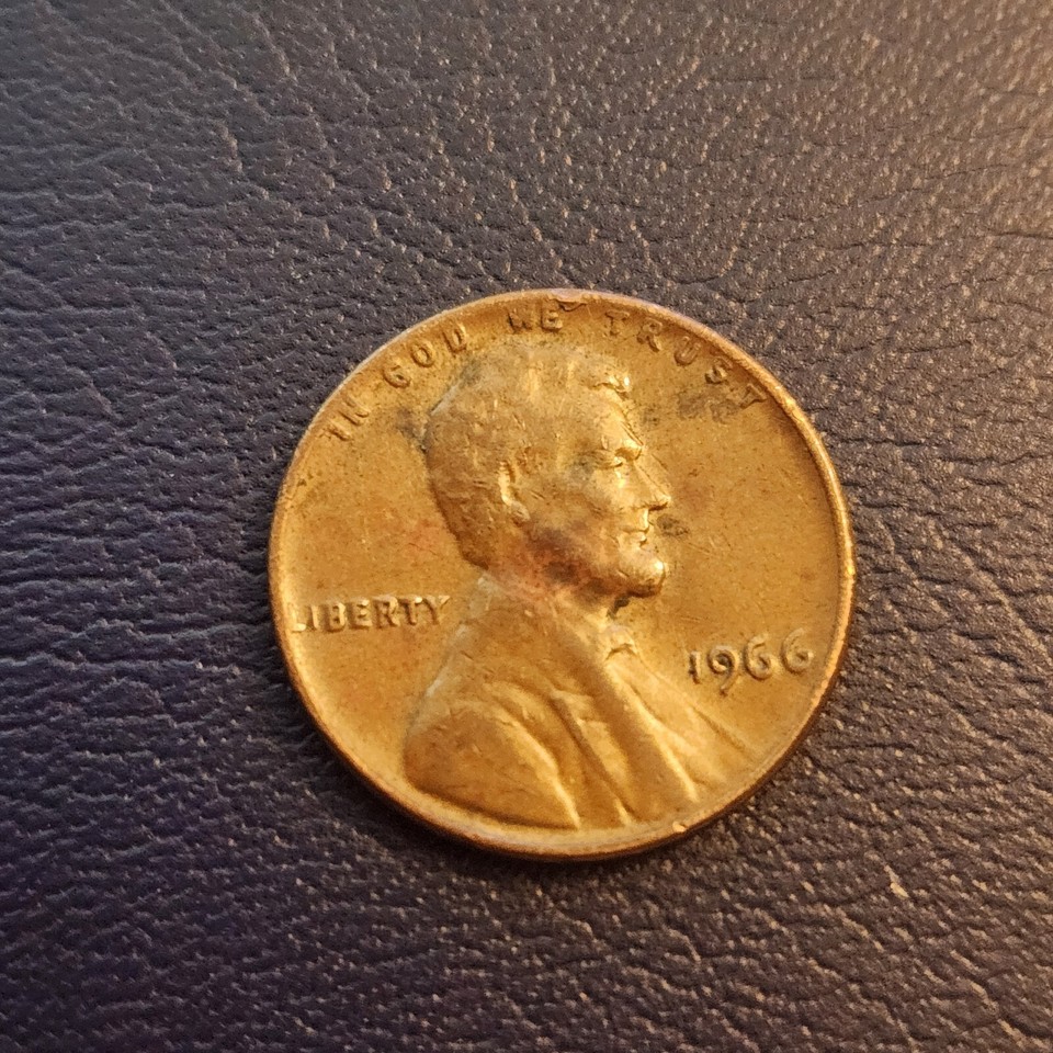 1966 Penny No Mint Mark - Lincoln Memorial Cent - Letters On Rim Error ...