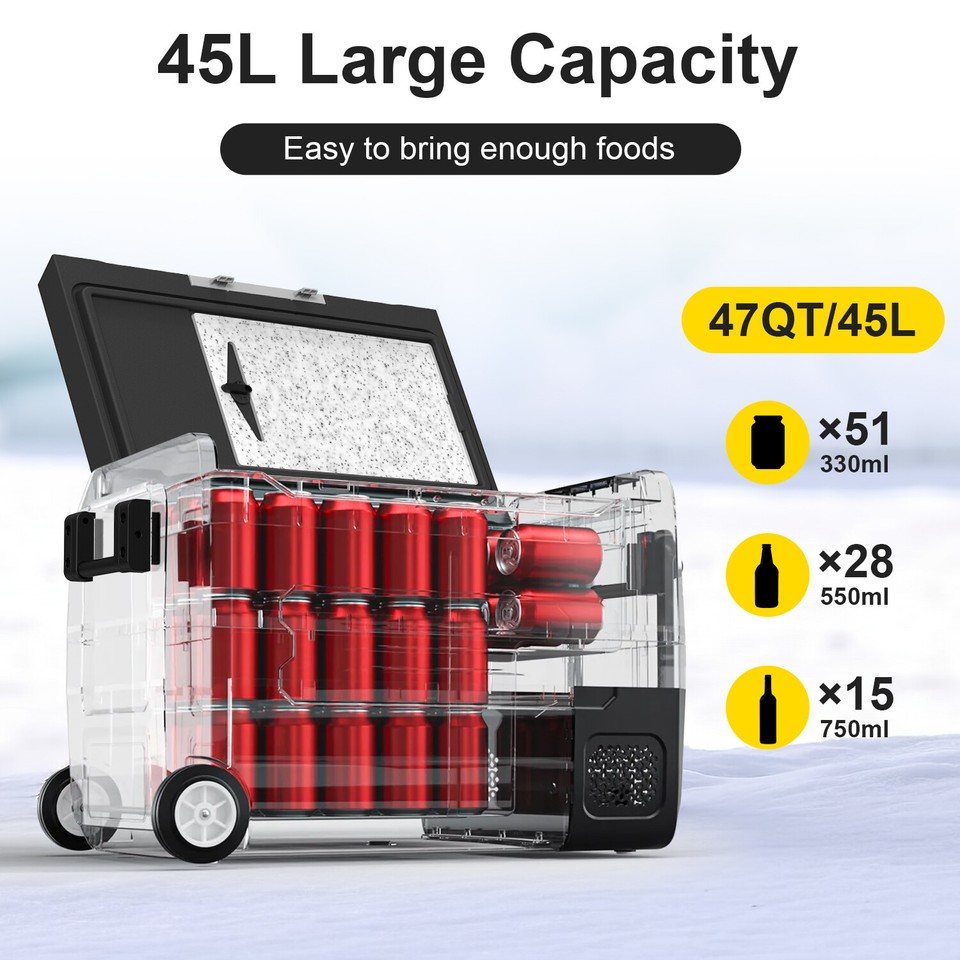 Freezer Travel 12/24V Fridge 47Qt Portable Refrigerator Truck RV APP ...