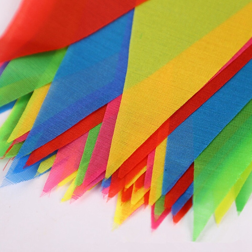 50M 100 Flags Multi Coloured Bunting Fabric Banner Pennant Party Indoor ...