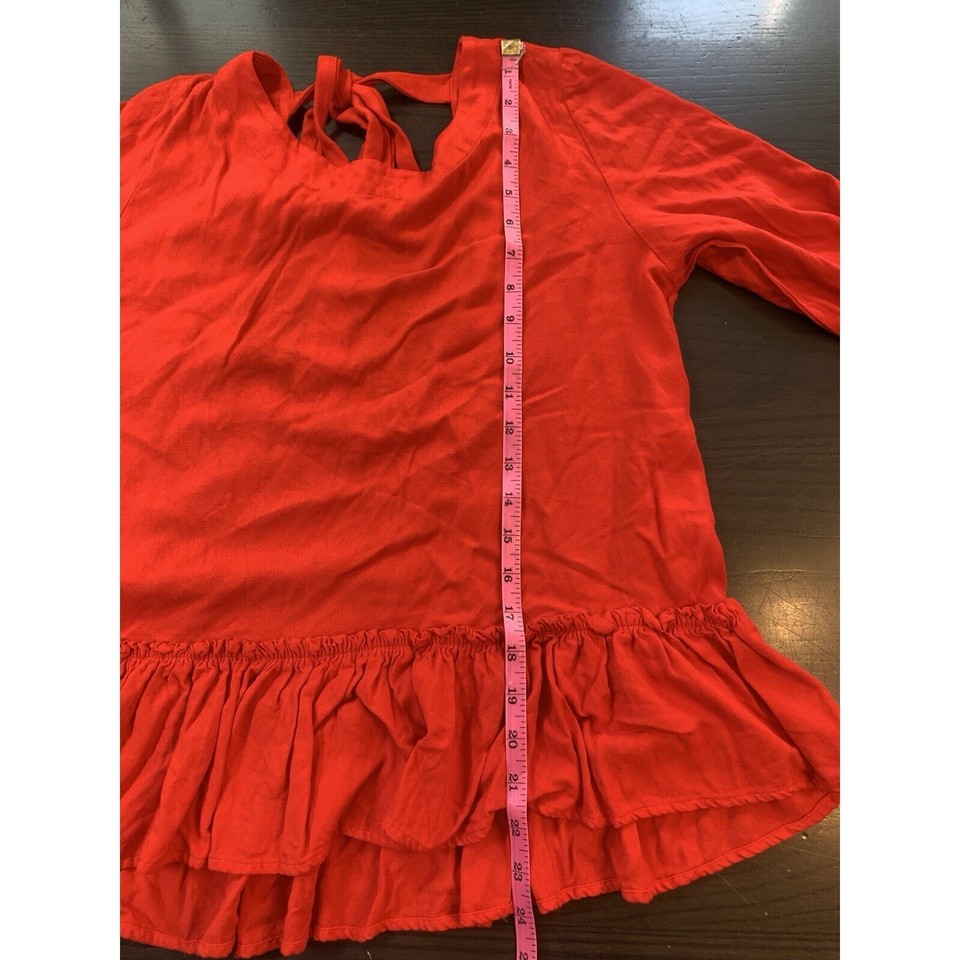 Anthropologie Cloth & Stone Red Blouse Top Womens Small Open Back ...