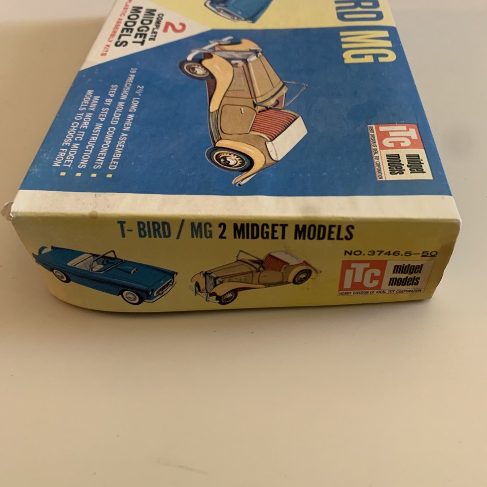 Vintage 1962 ITC midget Models T-Bird & MG 2 Complete Midget Model Kits ...