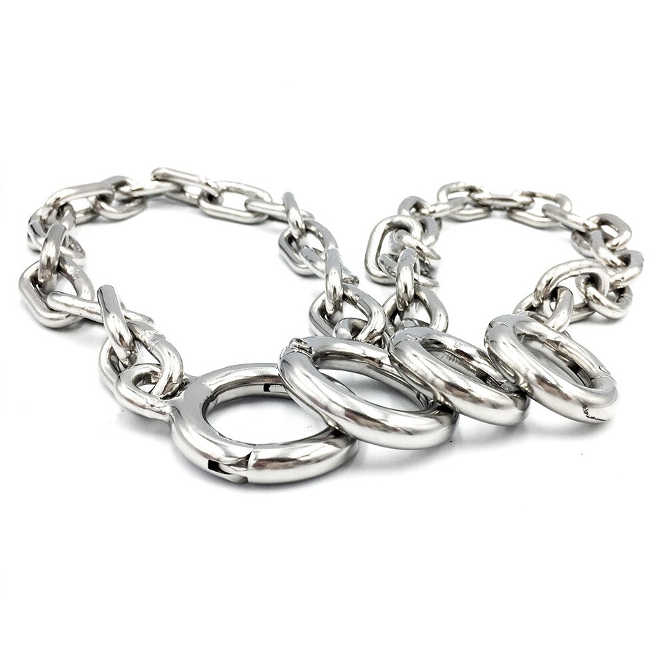 Stainless Steel Restraint Toe Cuffs Thumb Cuffs Bondage Chain Locking ...