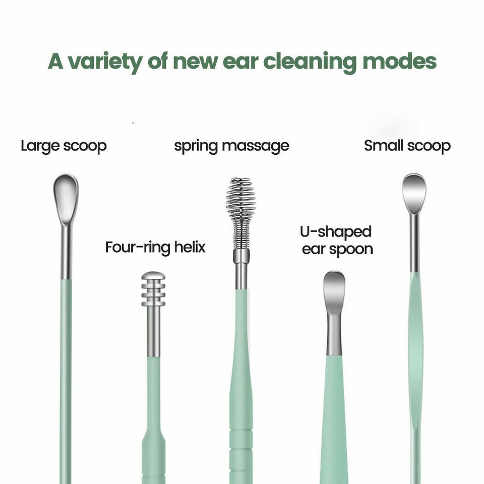 6PCS Ear Pick Cleaning Set Spiral Tool Spoon Ear Wax Remover Cleaner ...
