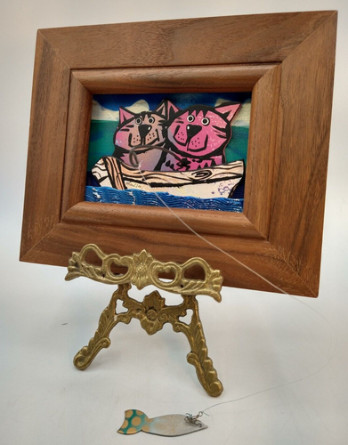 Heusso Limited Edition 16/25 3D Wood Art "Cat Fishin" Signed 1999 ...