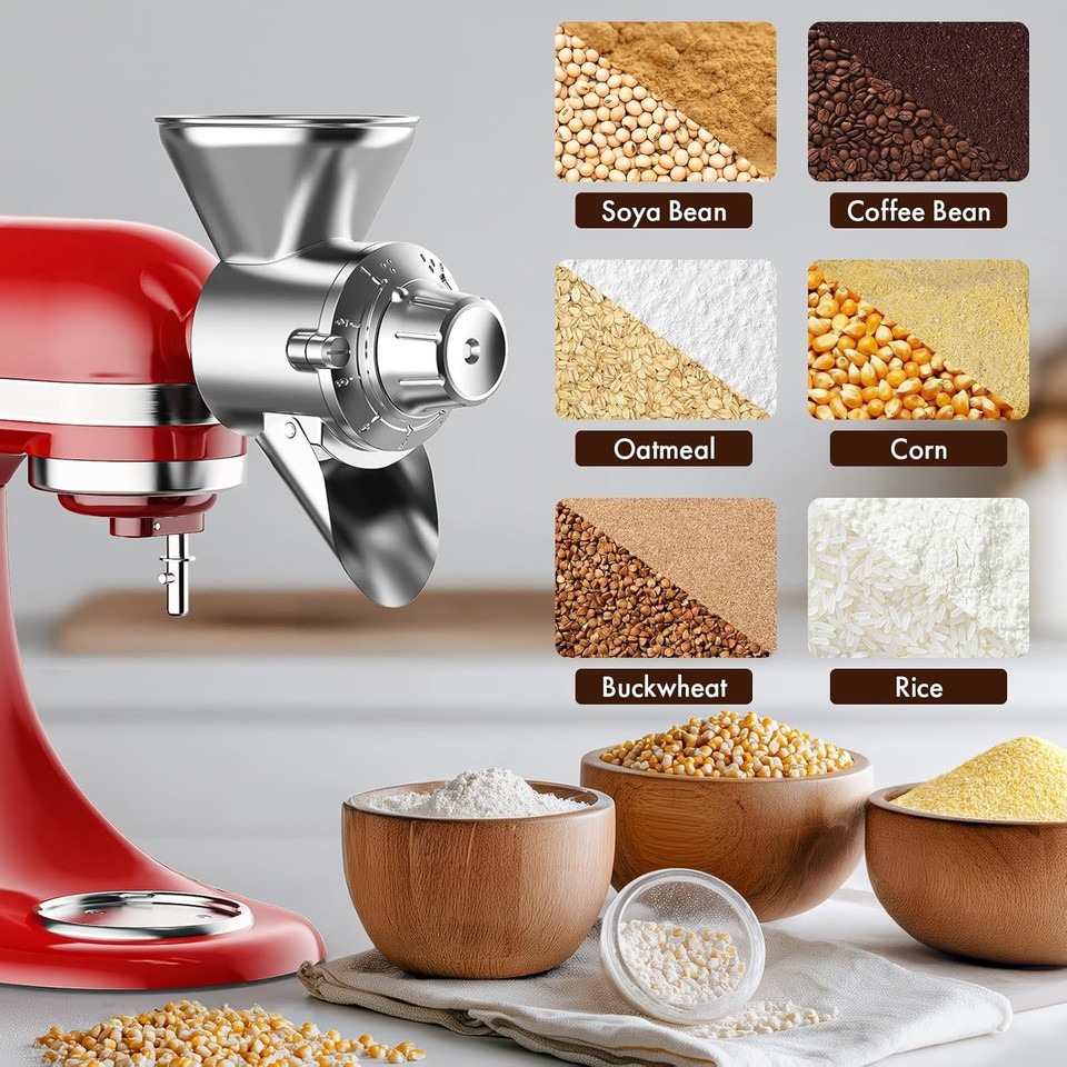 Metal Grain Mill Attachment for Kitchenaid Stand Mixer, Flour Mill ...