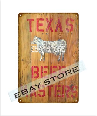 rustic nostalgic Texas Beef Masters retro tin sign plaque | eBay