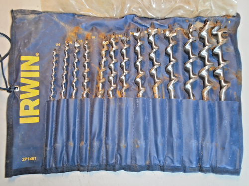 Vintage Irwin 13-Piece Auger Bit Set w/ Sleeve Pouch | eBay