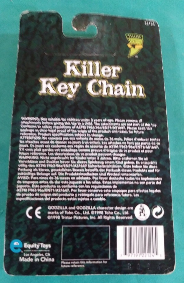 GODZILLA KILLER KEY CHAIN WITH BITING ACTION JAW - MINT ON CARD 1998 ...