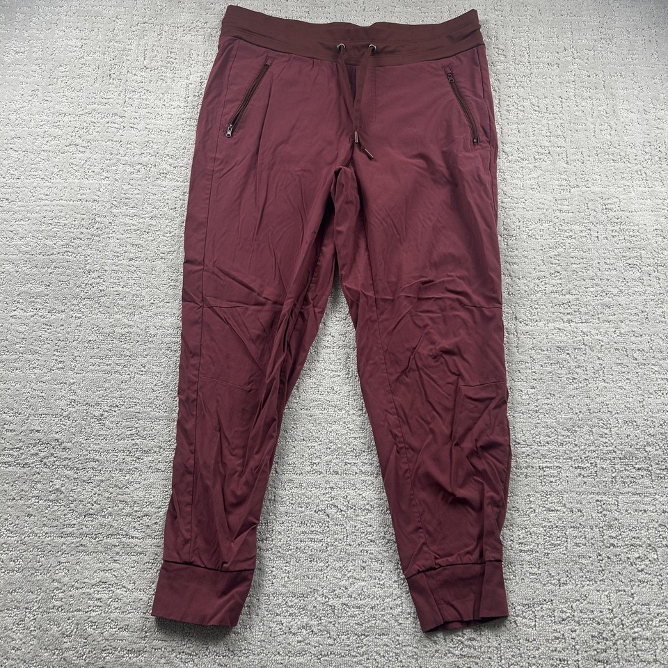 Woven Trek Jogger Pants Womens Large Rust Stretch Zip Pockets Hiking ...