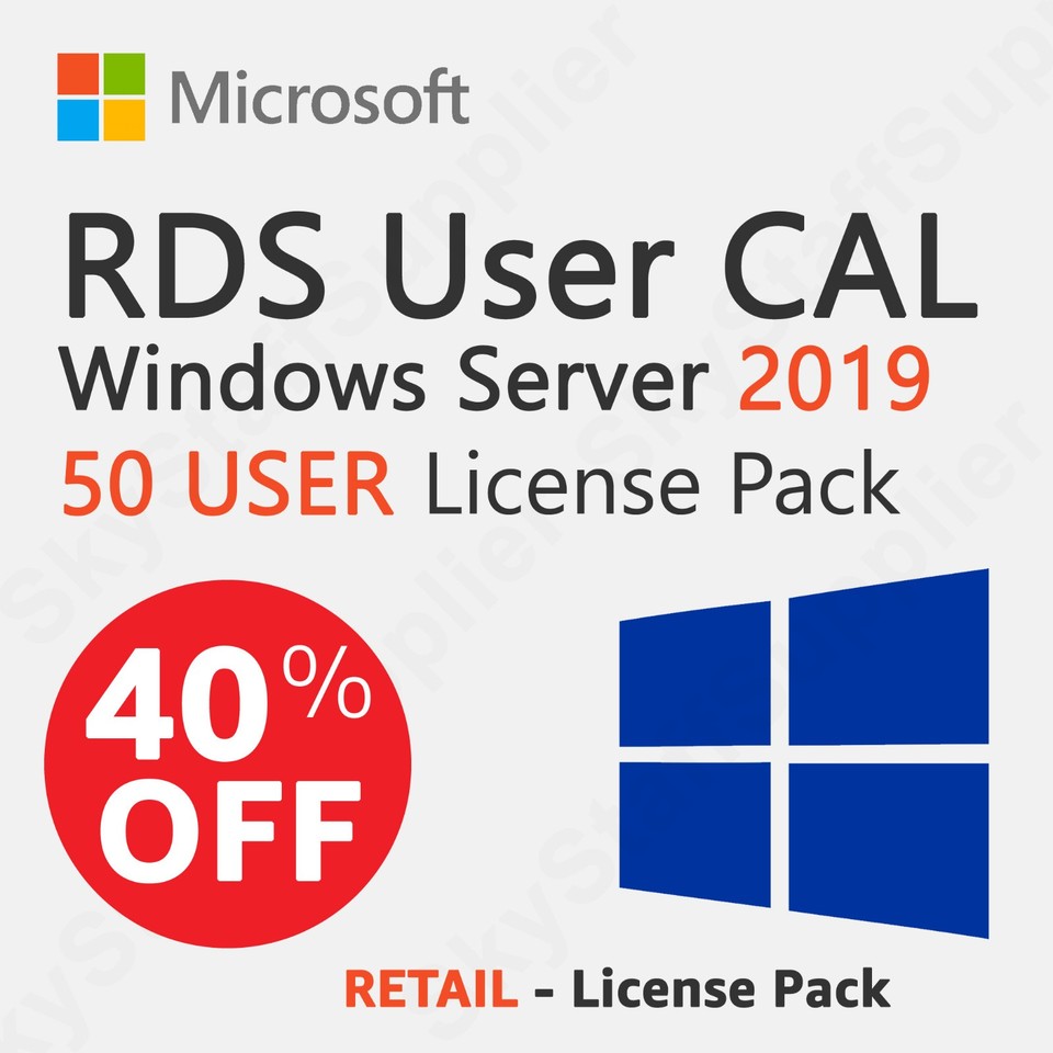 Windows Server 2019 RDS [REMOTE DESKTOP SERVICES] 50 USER CAL - FULL ...