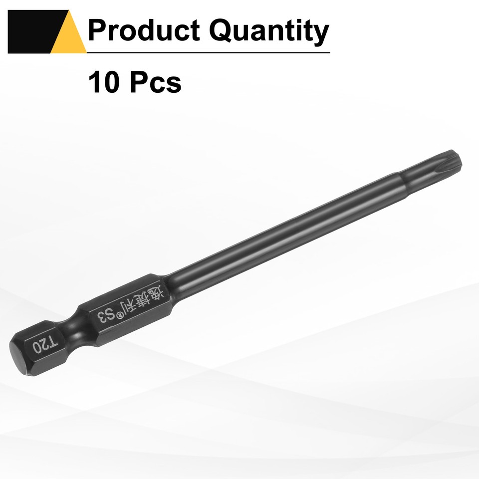 10pcs T20 Magnetic Torx Screwdriver Bits 1/4" Hex Shank 75mm Length ...