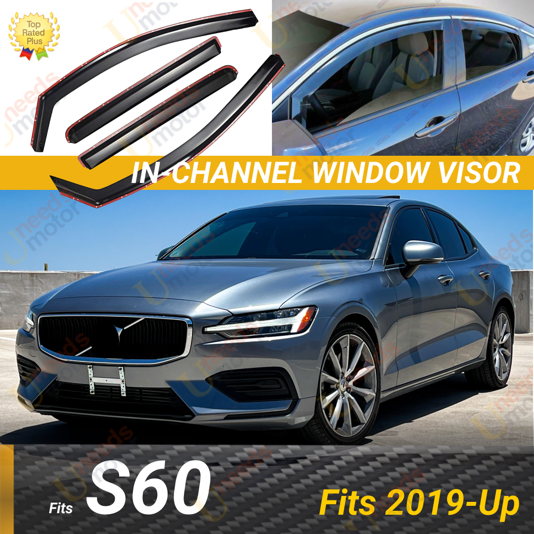 Fits 2019-Up Volvo S60 In-Channel Vent Window Visor Rain Wind Guard ...