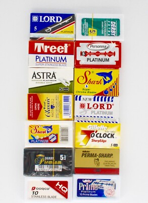 14 sampler Double edge razor blades-Gillette,Dorco,derby,persona ...
