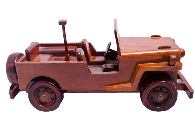 Wood Car Jeep Open Top Moveable Wheels Handmade Genuine Mahogany Wood ...