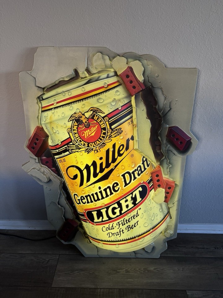 Vintage Large Miller Lite Light Up Beer Can Advertising Sign | eBay