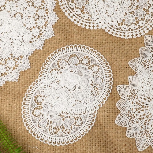 8 pcs 8 Inch Round Lace Table Mat Dacron Lace Shaped Coaster Kitchen ...