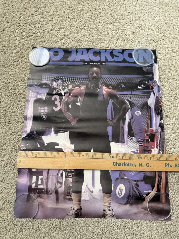 Bo Jackson Original Vintage 80's Black & Blue Poster 19 x 16 | eBay
