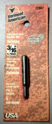 Vermont American High Speed Steel Router Bit Veining 3/16" 4.75mm ...