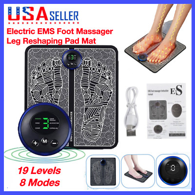 19 Level EMS Electric Foot Massager Pad Muscle Stimulator Blood ...