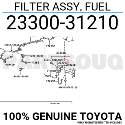 2330031210 Genuine Toyota FILTER ASSY, FUEL 23300-31210 | eBay