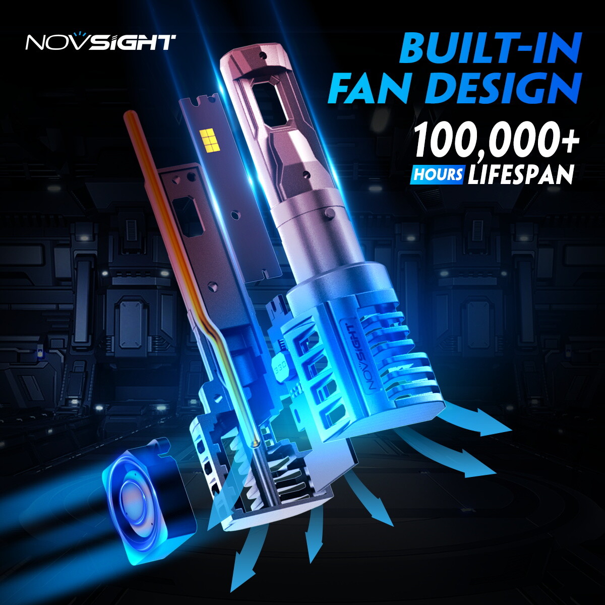 NOVSIGHT 2x H4 HB2 H7 H11 H8 H9 9005 9006 LED Headlight Bulbs 80W ...