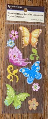 Recollections Colorful Butterfly Butterflies Flowers Gem Card Scrapbook ...