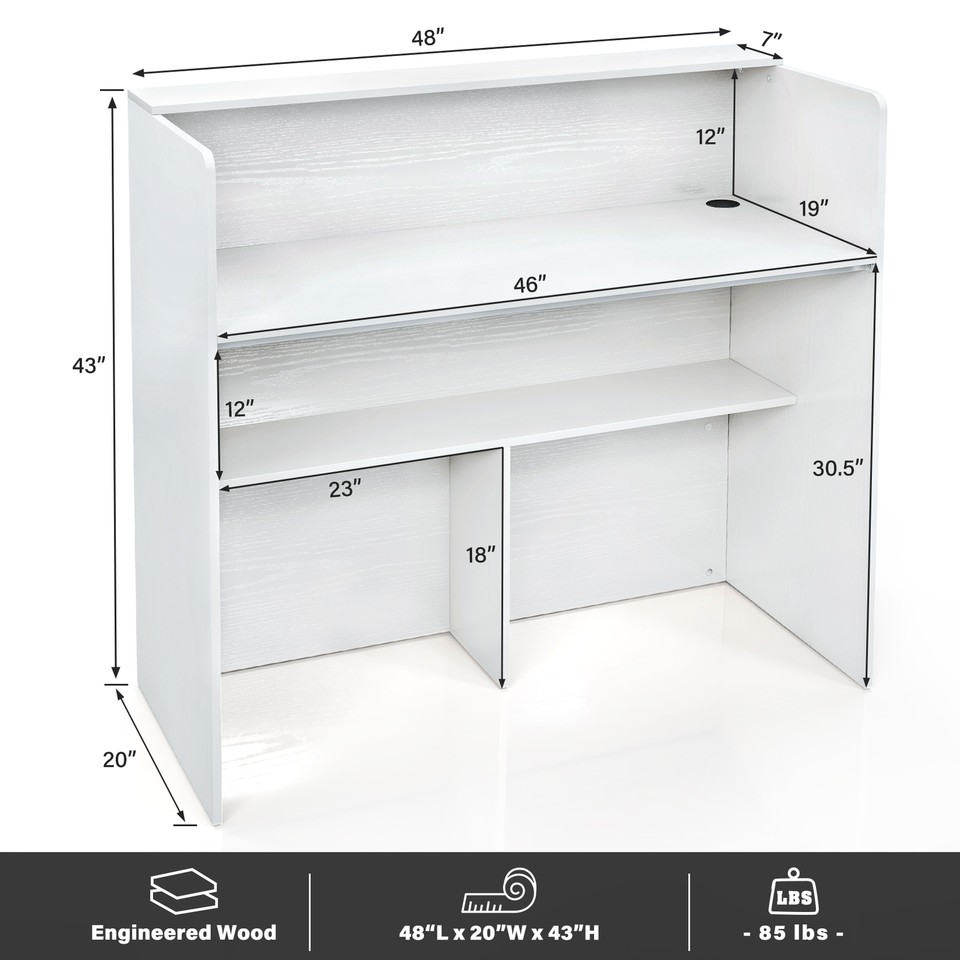 TC-HOMENY Office Reception Desk with Counter Front Desk Retail Checkout ...