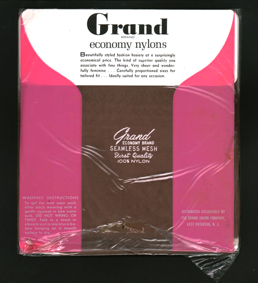 2 PAIRS Grand Union Grocery Store Mesh Nylon Garter Stockings sz 9 1/2 ...