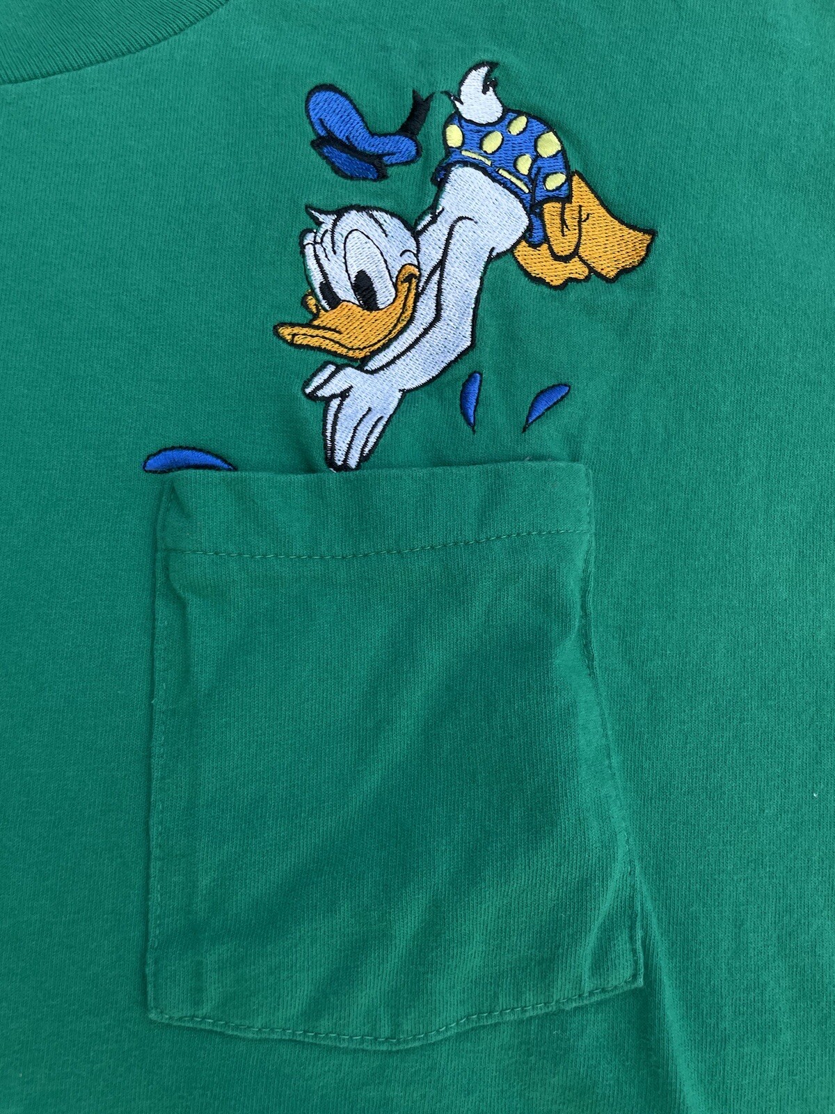 Vintage Disney 90s Donald Duck Splash Green Pocket Te… - Gem