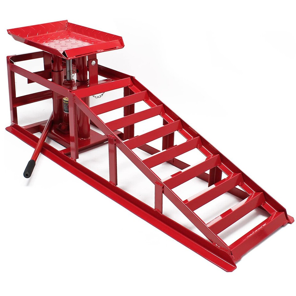 4 ton Hydraulic Car Ramps 2PC Heavy Duty Garage Auto Van Bottle Lift ...