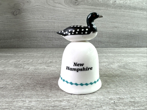 Souvenir New Hampshire Hand Bell Ceramic White Black Writing | eBay