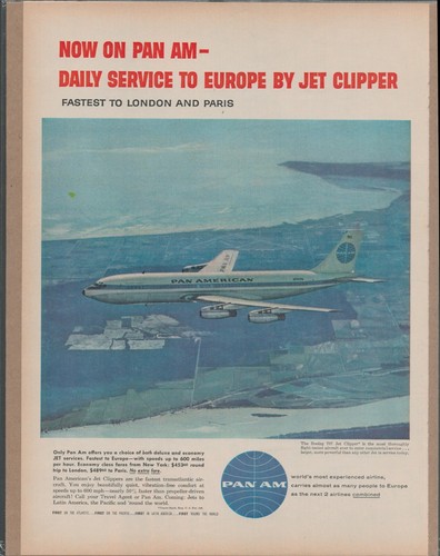 1958 Pan Am Original Vintage Color Airplane Promo Ad | eBay UK