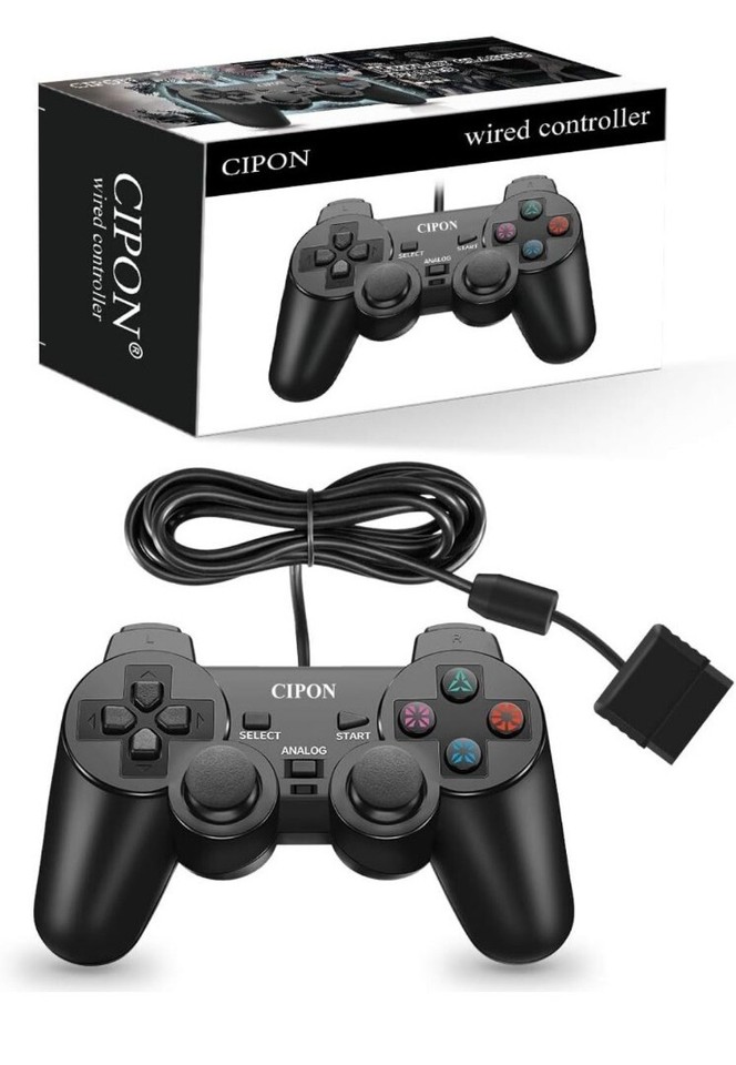 Cipon Wired Controller Compatible with PS-2 Console, Black Remote ...