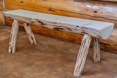 Natural Log Bench 45" Amish Made Unfinished Wood Real Logs Porch Deck ...