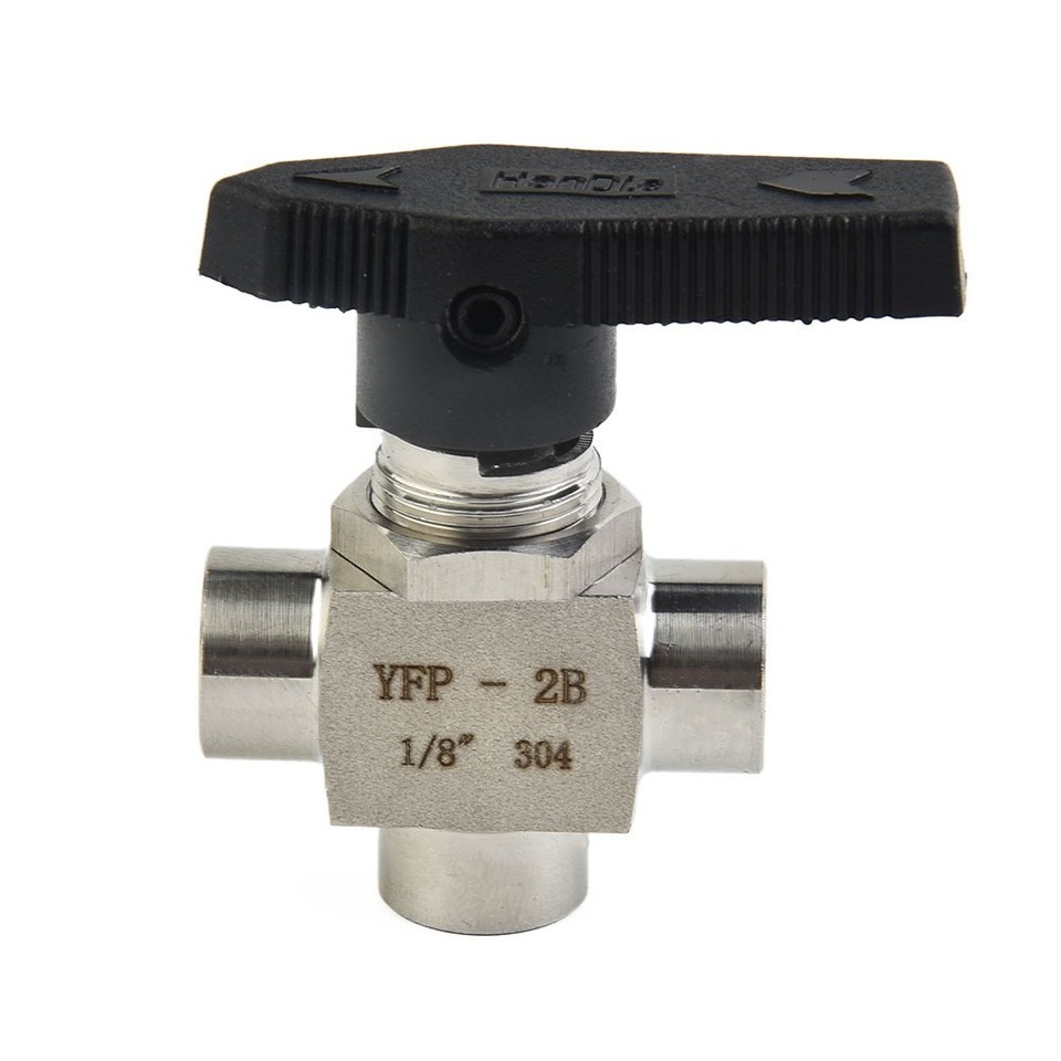 Small Size Ball Valve 3 Way 304 Stainless Steel BSPP G1/2 High Pressure ...
