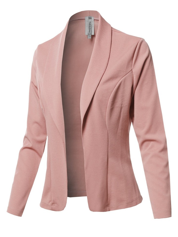 FashionOutfit Women's Solid Long sleeve Open Front Office Blazer Jacket ...