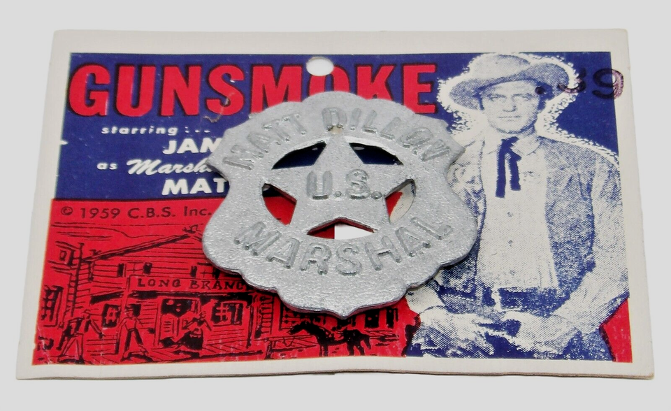 Gunsmoke James Arness as Marshal Matt Dillon Badge on Store Card CBS 59 ...