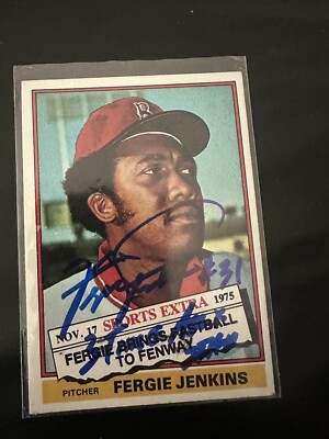 Ferguson Jenkins Signed 1976 Topps 3 Time All Star Inscription Baseball ...