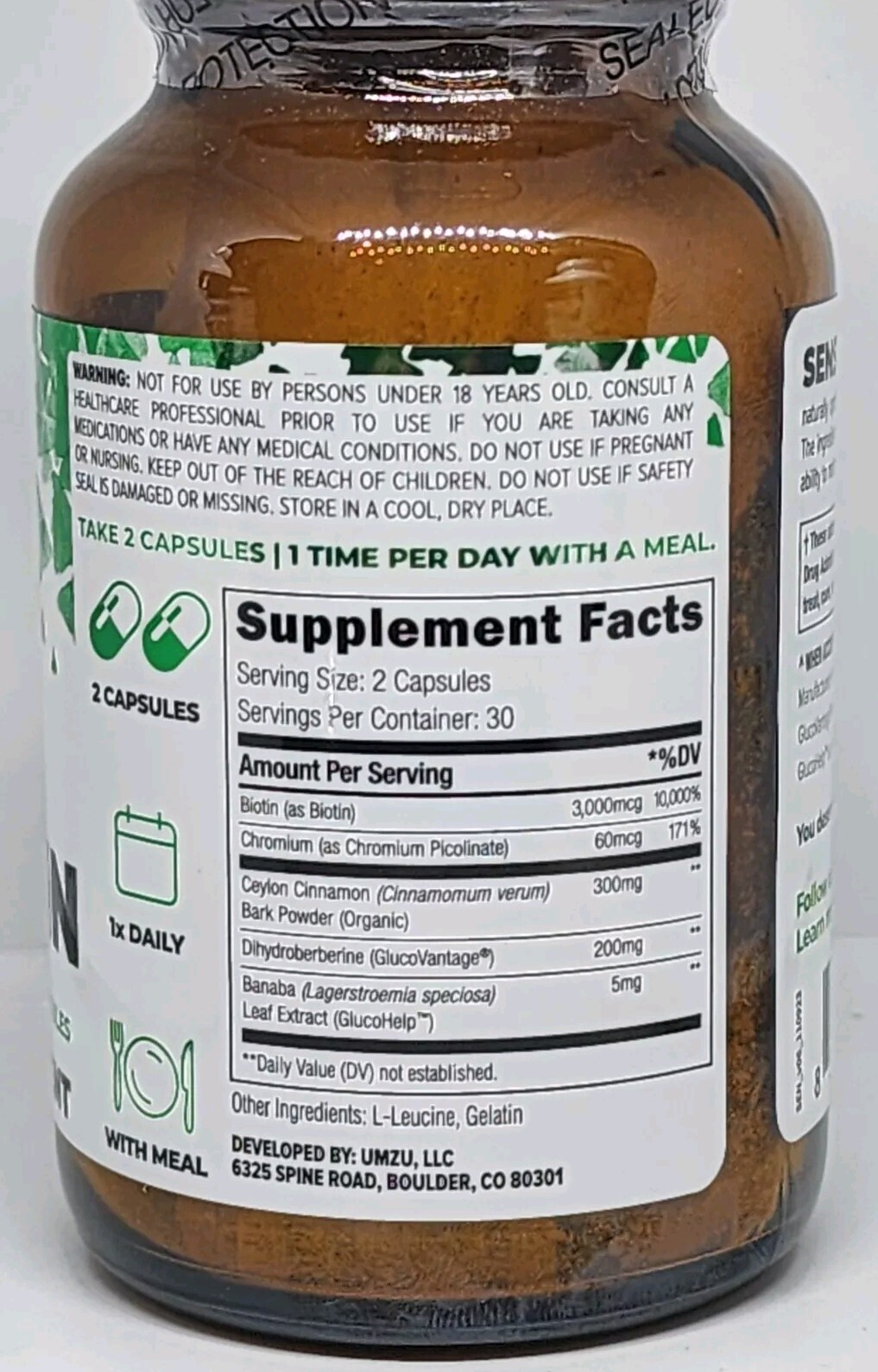 UMZU Sensolin Glucose Balance Supplement 60 Capsules New Sealed Exp. 12 ...