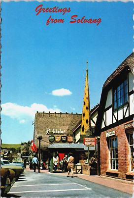 Postcard Solvang California Greetings Birkholms Liquors Candle Shop ...