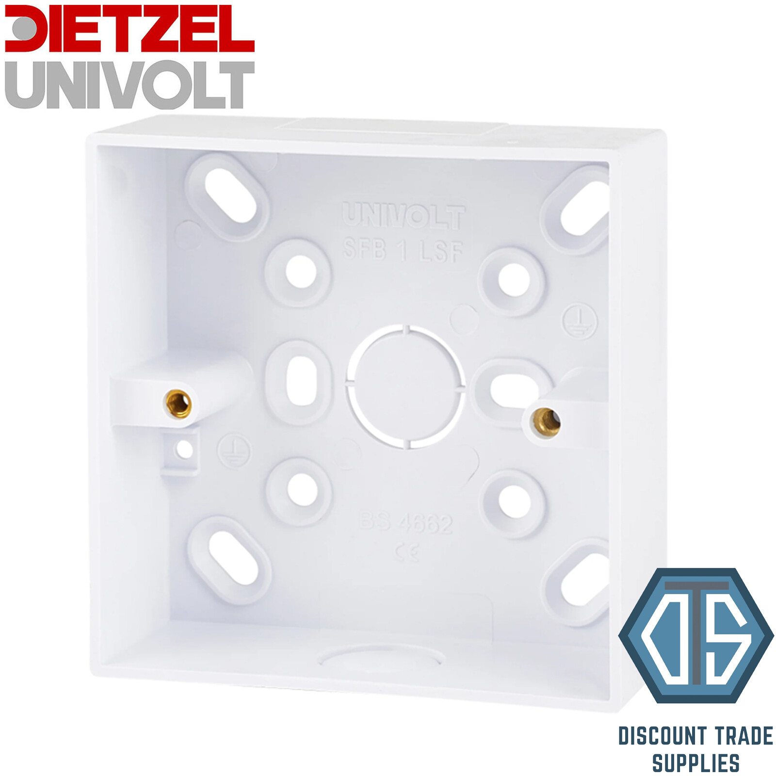 Univolt SFB1 PVC 32mm 1 Gang Single Square Edge Surface Pattress Back ...