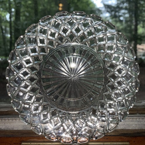 Vintage Clear Crystal Waffle Pattern Butter Dish - Bottom Only. See ...