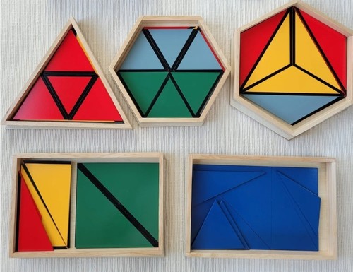 Montessori Constructive Triangles 5 Boxes Math Geometrical Hexagonal ...