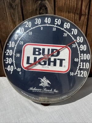 Vintage Anheuser Busch BUD LIGHT Budweiser Beer Thermometer Made in USA ...