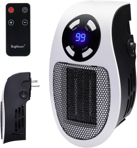 Wall Plug in Heater 450W, Portable Outlet Heater with Remote, Clear LED ...