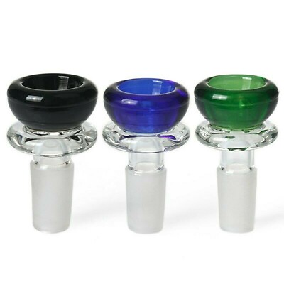 14mm Glass Bowl Thick Mobius Style with Hole Thick slide downstem bowl ...