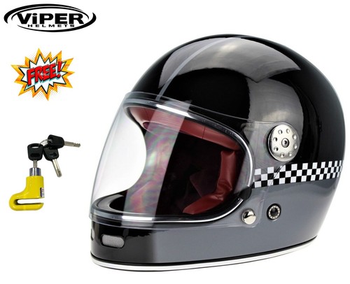 ViPER F656 Vintage Motorcycle Full Face Scooter Retro Crash Helmet ...